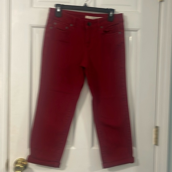 Dkny | Pants & Jumpsuits | Dkny Dark Red Denim Capris In Size 4 Never ...